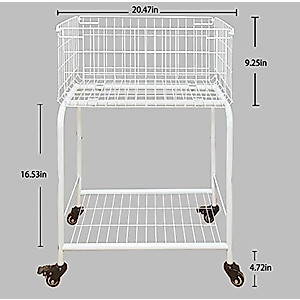 basket for garments storage, easy moved with wheels have brake, Laundry basket, white color，rolling basket