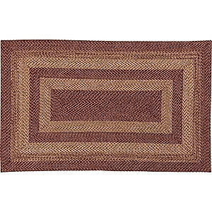 VHC Brands Burgundy Tan Jute Rug Rect w/Pad Rect 27x48