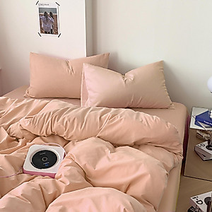 Nanko Peach Coral King Size Comforter Set, Soft Microfiber Down Alternative Duvet Insert, Modern Farmhouse Neutral Spring Decor Bedding Sets Bed in a Bag for Women Men Teen Girls, 104 x 90 inch 3pcs