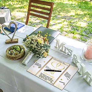 Engrowtic 50th Anniversary Decorations Gold Wedding Anniversary Guest Book with Pen 50 Years Marriage Anniversary Signature Board Happy 50th Anniversary Party Registry Card for Men Women Couple