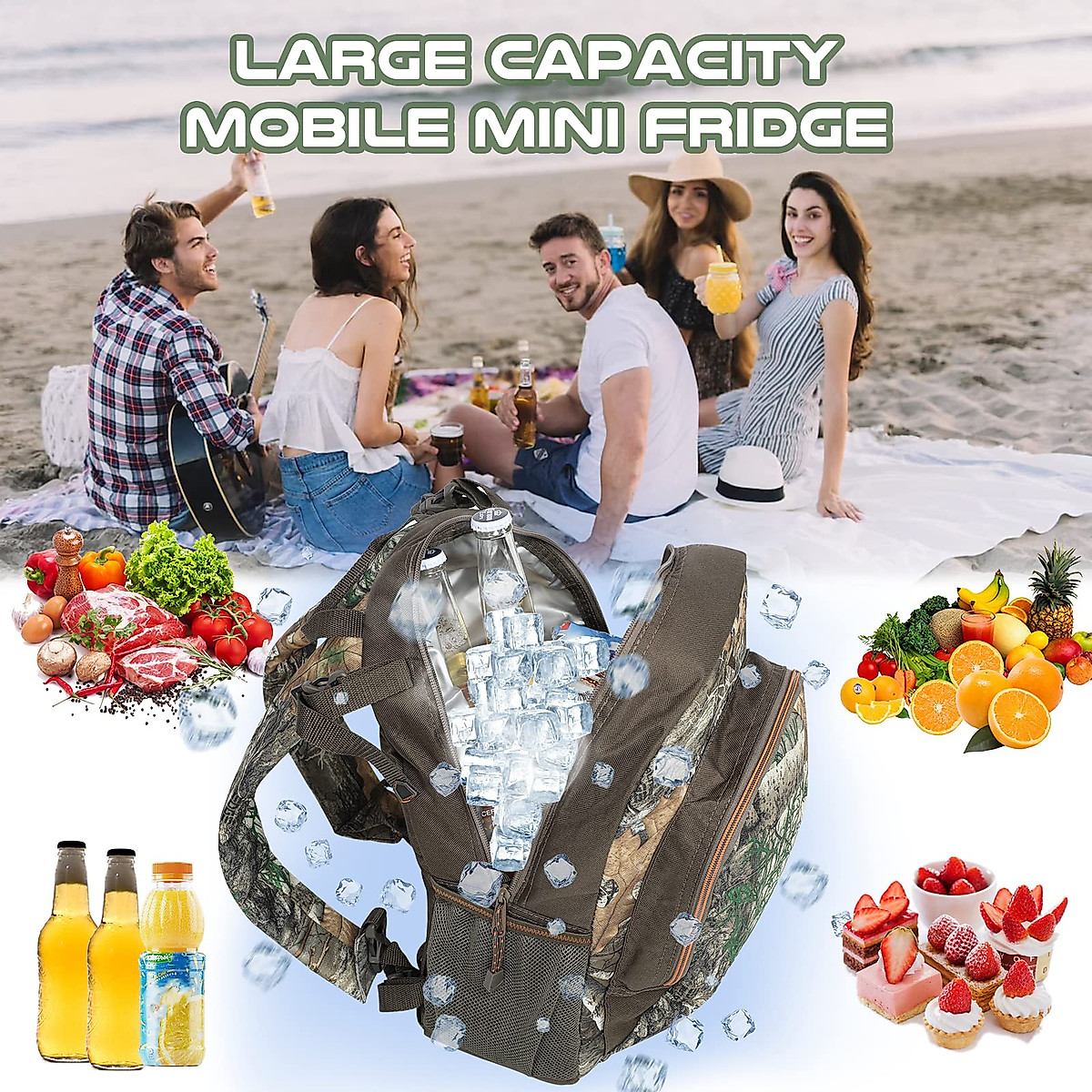 TR 3 in 1 Cooler Backpack Chair for Adults,Portable Hunting Backpack and Seat Combo, Foldable Fishing Backpack Stool,Camping Backpack Chair with Insulated Cooler Bag for Outdoor Venture Hiking Cycling