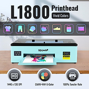 EnjoyColor A3+ DTF Transfer Printer 100% Transfer Rate for DIY Print T-Shirts, Leather, Other Textile (Printer + Software + 5x250ml Ink + 1xRoll of Film), A3 DTF PRINTER