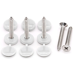 Glvaner M4 (80 pcs) White Color Collated Screws Caps Hinged Screw Cover Caps with 20 PCs #8 x 1-1/4" (4.2 x 32mm) Flat Head Wood Screws Stainless Steel 304 (18-8) for TV or Furnitures