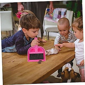 Cabilock 1 Set Pet Cleaning Tool Push Broom Dog Wipes Portable Cleaning Brush Toys Spray Squeegee Mini Cleaning Broom and Dustpan Mini Broom Pet Nest Broom Lint Remover Starter Plastic Rosy