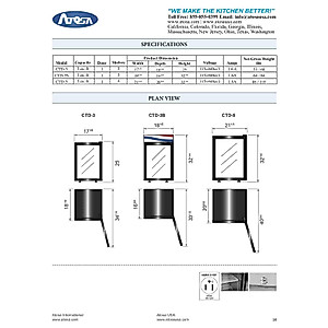Atosa CTD-3 17 1/4" Countertop Reach-in Glass Merchandiser Display Refrigerator for Cafeteria Deli Convenient Stores | LED Lighting, 1-Swing Door, 3-Shelf, 2.4 Cu Ft Capacity | Black Coated, 115v