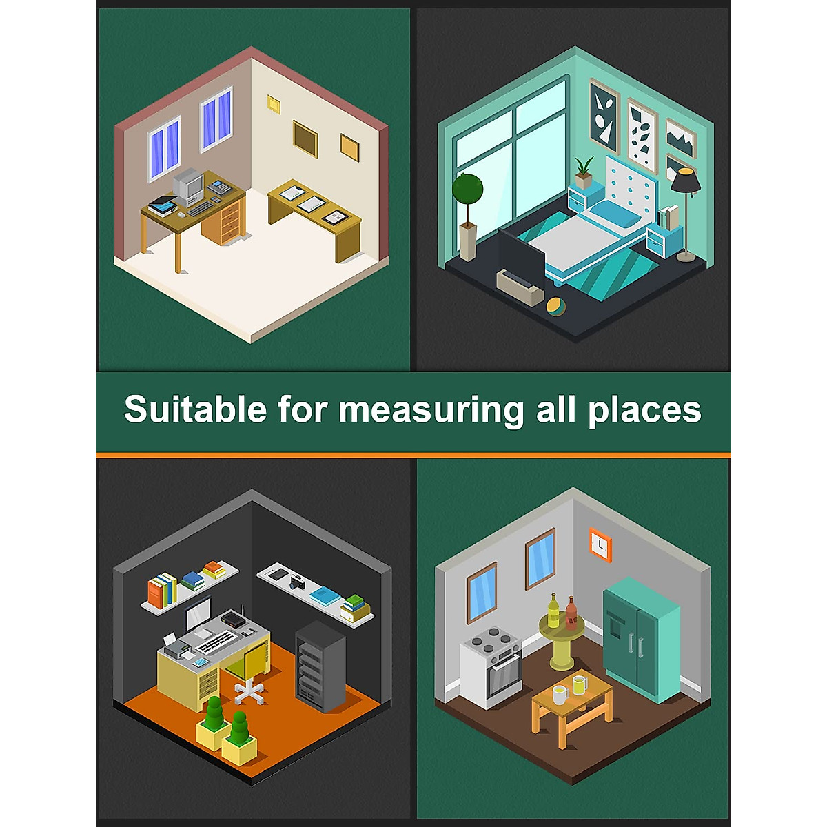 Laser Measure, Ogeto 165 Feet Digital Laser Distance Meter with 2 Bubble Levels,M/in/Ft Unit Switching Backlit LCD and Pythagorean Mode, Measure Distance, Area and Volume