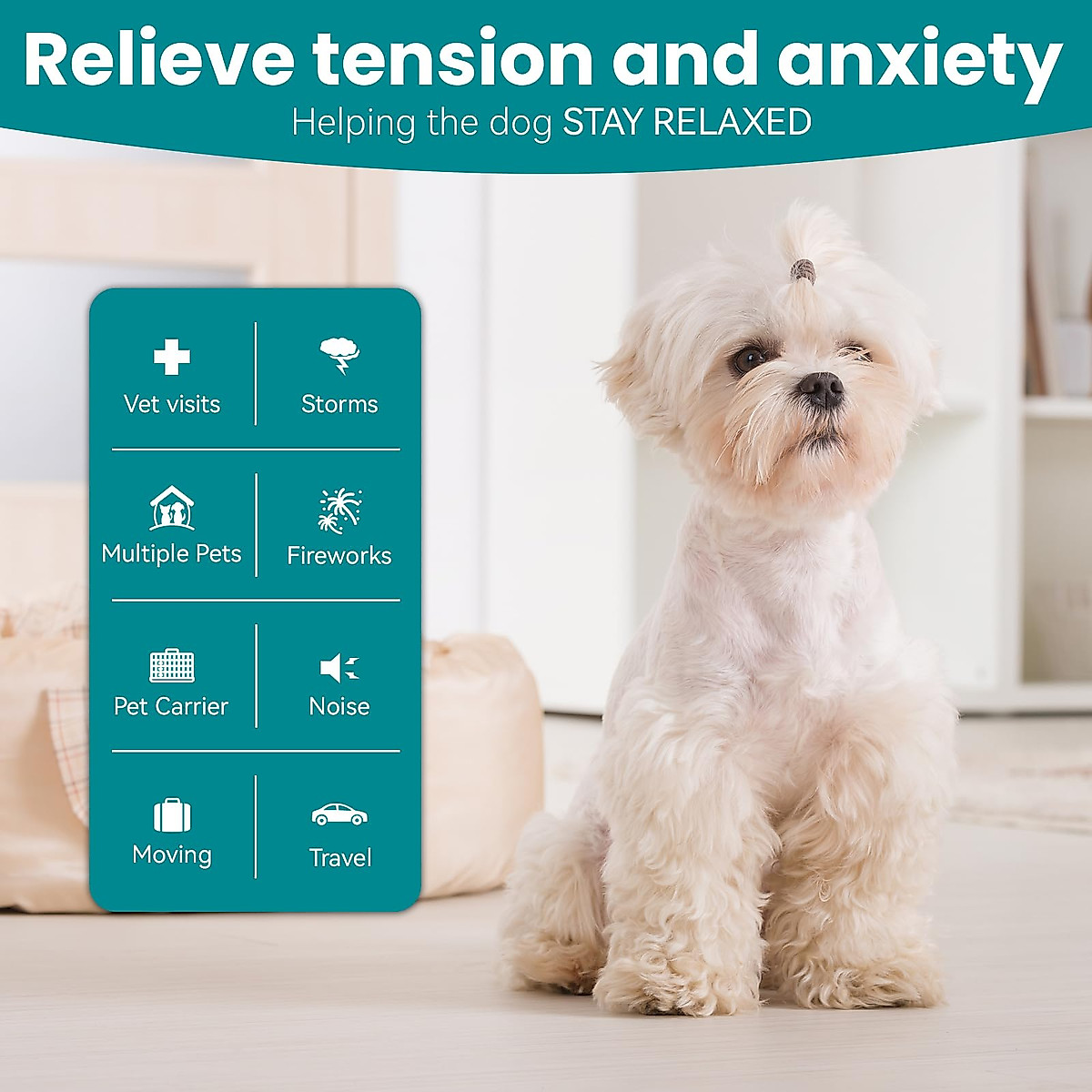 EON SNUGGLEMATES Calming Collar for Dogs 4 Packs Dog Pheromone Calm Collars Relief Anxiety Stress Separation Lasts 60 Days Relieve Bad Behavior 25 Inches Size Flexible Adjustable Dog