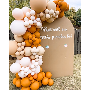 Fall Balloons Garland Arch Kit - Double Stuffed Matte Burnt Orange Cream Peach Apricot Terracotta Latex Balloon Different Sizes 18 12 10 5In Fall Ballon for Baby Shower Party Holiday