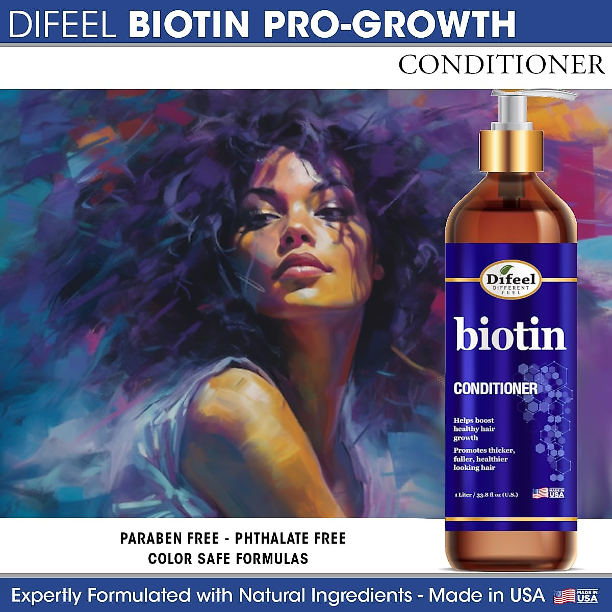 Difeel Pro-Growth Biotin Conditioner for Hair Growth 33.8 oz. - Conditioner for Thin Hair