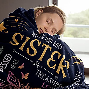 Blanket Gifts for Sister, Sister Birthday Gifts from Sister Brother, Soft Throw Blanket Present for Sisters on Mothers Day, Christmas, Graduation, Flannel Blanket 50'' x 60''