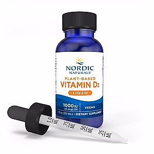Nordic Naturals Plant-Based Vitamin D3 Liquid - 1 oz - 1000 IU Vitamin D3 - Healthy Bones, Mood & Immune System Function - Non-GMO, Vegan - 60 Servings