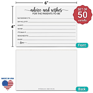 321Done Advice and Wishes for The Parents-to-Be, Made in USA - White 4x6 Baby Advice Cards for New Parents, Fun Baby Shower Game Simple New Mom and Dad Large Keepsake - 50 Cards