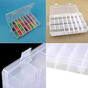 Jewelry Organizer 20-Grid Plastic Box Storage Container Case with Removable Dividers (Transparent)