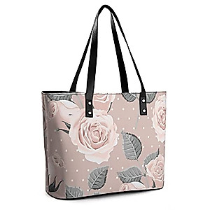 Womens Handbag Roses Pattern Leather Tote Bag Top Handle Satchel Bags For Lady