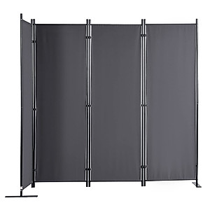 VEVOR Room Divider, 5.6 ft Room Dividers and Folding Privacy Screens (4-Panel), Fabric Partition Room Dividers for Office, Bedroom, Dining Room, Study, Freestanding, Dark Grey