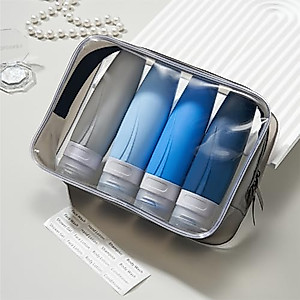 INSFIT Portable Travel Bottles TSA Approved, 3oz Travel Size Toiletries Containers, Leak Proof Carry on Bottles for Liquids BPA Free Squeezable Silicone Tubes, Travel Accessories for Shampoo Blue