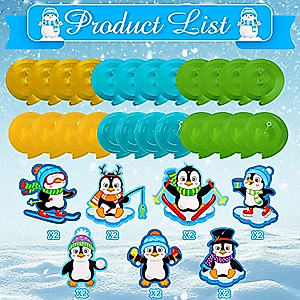 40 Pcs Penguin Hanging Swirl Decorations Penguin Theme Birthday Party Supplies Winter Hanging Ceiling Streamers Gold Blue Green Winter Wonderland New Year Baby Shower Winter Birthday Party Decorations