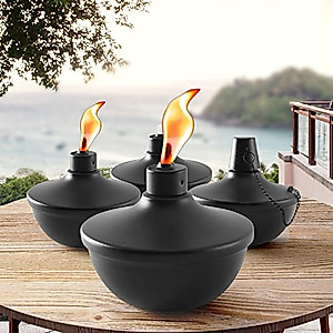 SNOGSWOG 6 Pack Metal Table Top Torches, 18oz Citronella Torches for Outside, Refillable Flame Light Torch, Decorative Tabletop Lantern for Yard, Patio, Deck, Garden, Party, Landscape