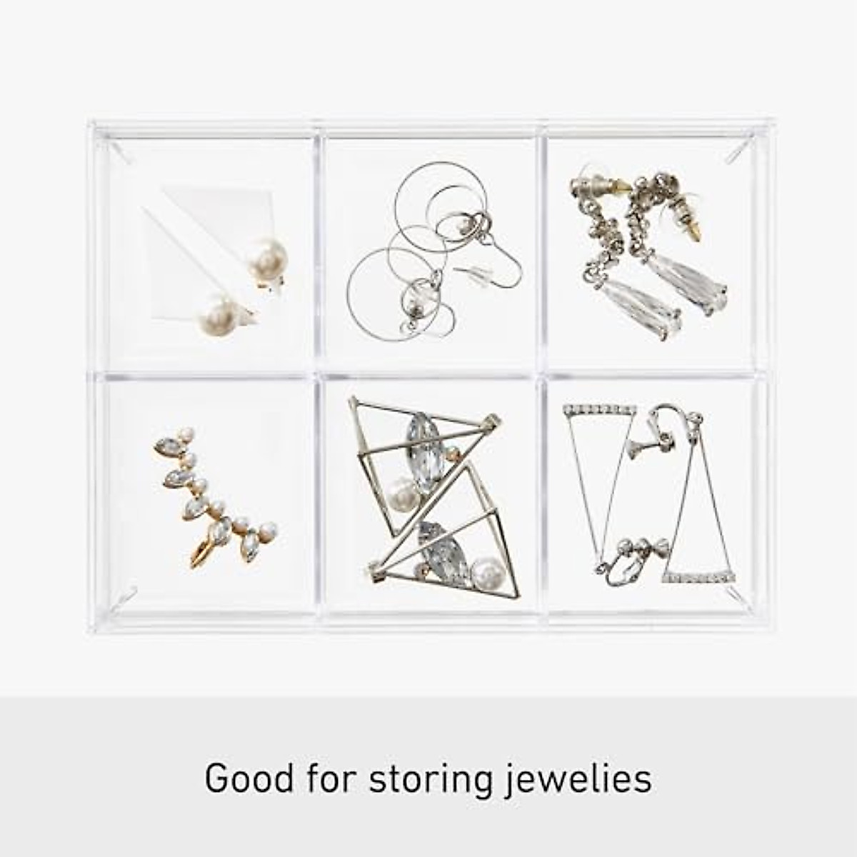 Like-It | MX-T11 | System Tray | Stackable Organizer | Drawer Organizer | A6 | 6 Divide |4.53" × 6.06" × 1.18" | Clear |