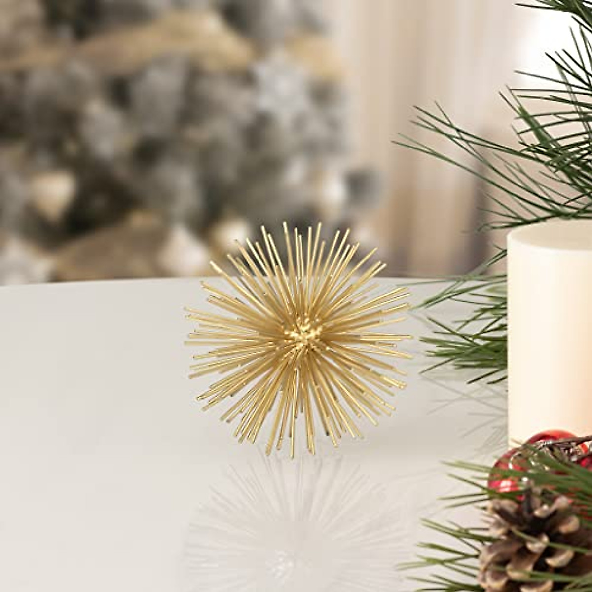 Torre & Tagus Gold Spike Sphere - Modern Geometric Table Decor
