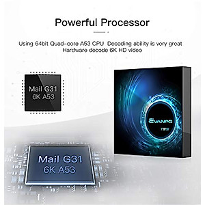 Android 10.0 TV Box Smart Android TV Box Media Player Quad-Core 4GB RAM 64GB ROM Support 2.4G WiFi/H.265/ USB 2.0/ 100M LAN/ 3D 6K Ultra HD