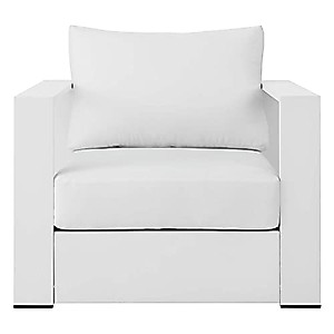 Modway Tahoe Modern Fabric/Aluminum Outdoor Armchair in White
