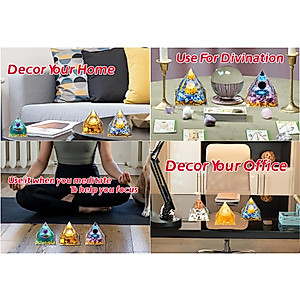 YATOJUZI 2.4" Orgone Pyramid Healing Crystals Stones Green Aventurine Chakra Reiki Ornaments Orgonite Gemstone Lucky Reiki Positive Energy Balancing Decors Home Office Desk Decor Gifts for Women Men