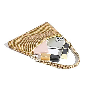 YUWITA Rhinestone Evening Bag Clutch Glitter Sparkly Purse for Women (Gold)