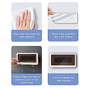 WTWEN Waterproof Wall Mount Shower Phone Holder Anti-Fog Touchable Phone Case, Hanging Phone Bxo Shelf for Bathroom Shower Kitchen Make up Compatible with Mobile Phones Under 6.8 inches. (White)