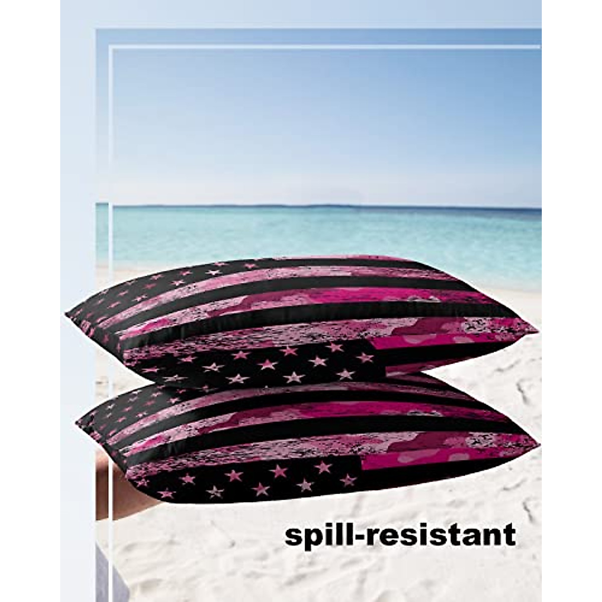 Meet 1998 Throw Pillow Covers 20x12 - Set of 2 Waterproof Pillow Cushion Cases,Camo Independence Day American Flag Patriotic Pillowcases Decorative Outdoor Pillow Cover for Sofa Couch Bedroom