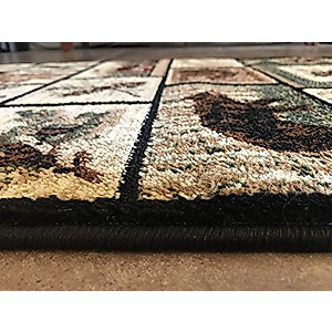 Carpet King Cabin Style Area Rug Rustic Western Country Bear Elk Deer Bear Wildlife Lodge Native Design 386 (5 Feet 2 Inch X 7 Feet 3 Inch)