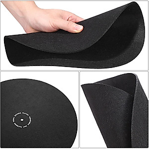 Facmogu 12 Inch 2mm Turntable Slipmat Wool Mat Anti Vibration Record Platter Mat, Phonograph LP Vinyl Record Player Black Mat Slip-Mat Player Wool Pad, Professional Tuning Equipment Improve Sound