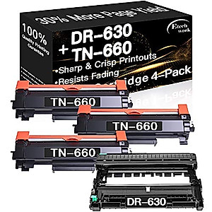 Etechwork Compatible Toner Cartridges & Drum Unit Replacement for DR630 DR-630 TN660 TN-660 use with Brother HL-L2300D MFC-L2680W MFC-L2740DW DCP-L2520DW Printer (1x Drum + 3X Toner, 4-Pack)