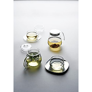Kinto Stainless Unitea One Touch Teapot 720 Milliliter (24.35 Fl. Oz.) - Heat-resistant Glass Teapot with Stainless Steel Strainer in Lid (Japan Import)