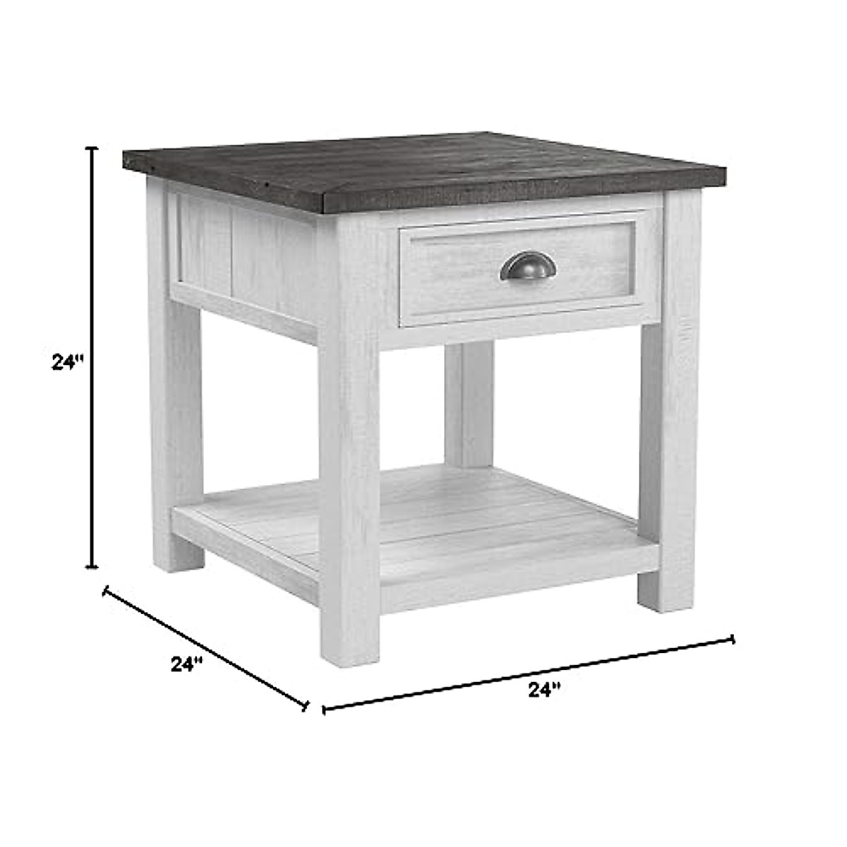 Martin Svensson Home Monterey Solid Wood End Table White with Grey Top