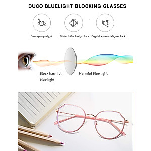 DUCO Blue Light Glasses For Women Computer Glasses Blue Ray Blocking Glasses For Men Womens Fashion Eyeglasses W014