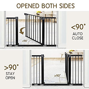 Wide Baby Gate, ALVOD 29.93''-51.5'' Wide 30" High Dog Gates for The House Auto Close, Easy Walk Thru Extra Wide Baby Gate with Door, Black