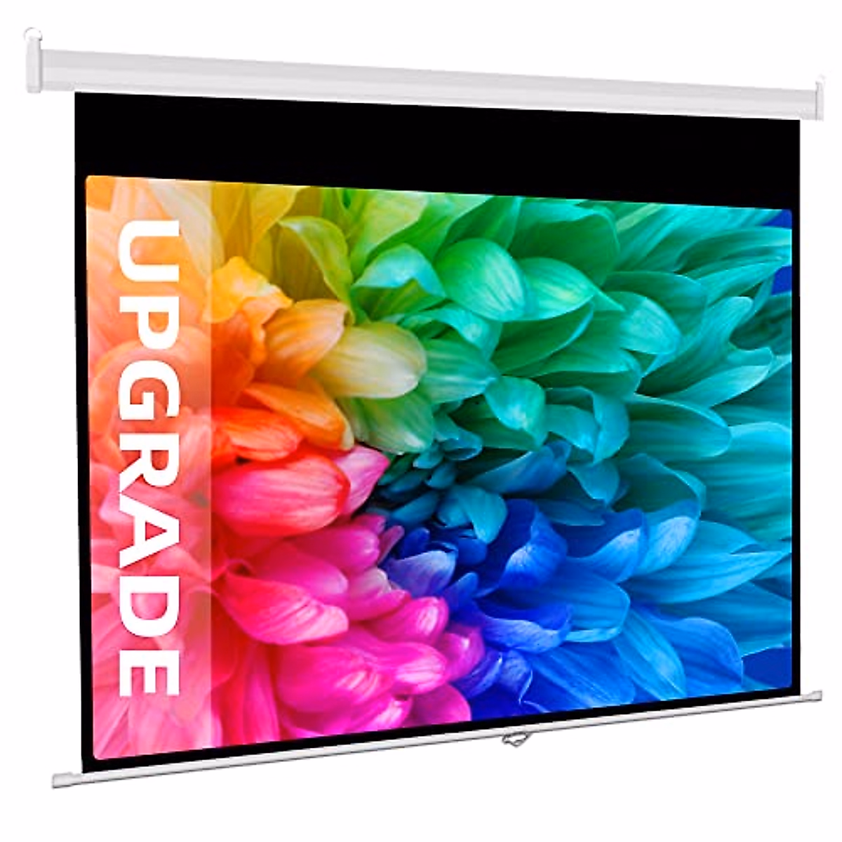 TRMESIA Projector Screen Pull Down 72inch Manual Projection Screen 16:9 Movie Projector Screen for Home Theater Wall Mounted Screen for Indoor Outdoor Movie Night