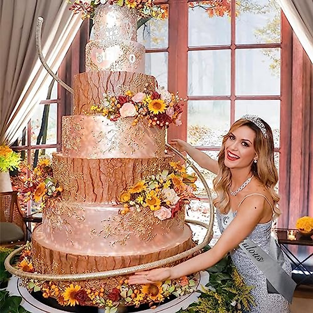 Hapdoo 30th Birthday Decorations women, Including 30th Birthday Rhinestone Crown Tiara, 30&Fabulous Sash with Pearl Pin, Happy Birthday Cake Topper and Number Candles, 30th Birthday Gifts for women, Silver