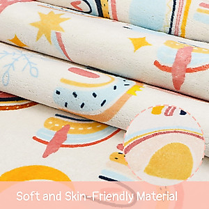 LTKOUGFAM Soft Kids Area Rug, Large Washable Space Mat, Non-Slip Cute Rainbow Weather Baby Crawling Floor Mat for Living Room Playroom Classroom Bathroom (59" x 39" S)