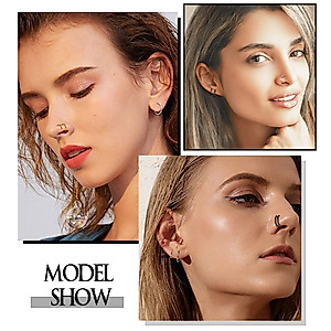 ZELORES 15Pcs 18G Nose Rings Hoops Double Nose Ring For Single Piercing 316l Surgical Steel Spiral Nose Hoop Rings For Women Nostril Piercing Jewelry(8MM)