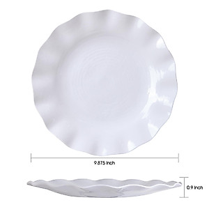 LOK-OSEMILE Melamine Dinner Plates, Set of 6, 9.875" 100% Melamine Dinner Plates for everyday use, breakproof and lightweight, white