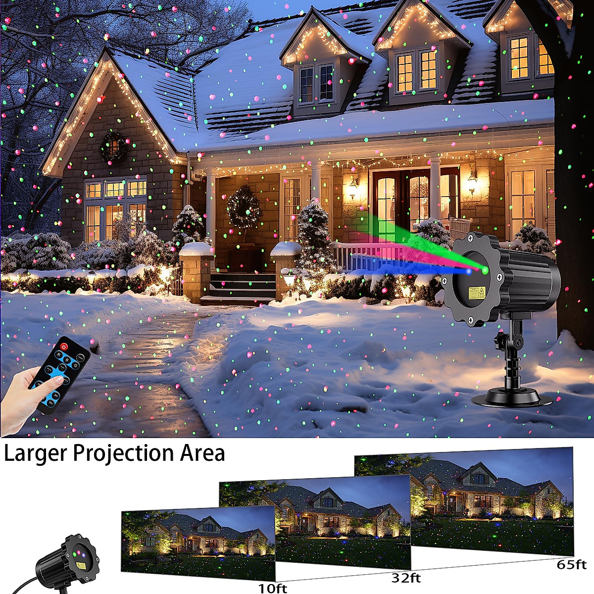 Laser Christmas Projector Lights Outdoor, Christmas Decorations Stars Light Show, Holiday Projector Decorations for House/Garden/Party