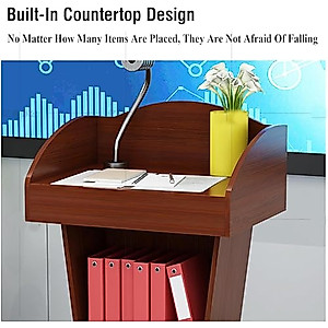 Floor Standing Podium Wooden Pulpits with Multi-Level Open Storage Stand Lecterns Presentation Stand Large Speaking Lectern