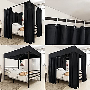 Kmhesvi Black Canopy Bed Curtains - 4 Corner Post Bed Curtains Canopy King Bed Canopy Curtains for Adults Girls Bedroom Decoration(Black, King)