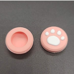 2 x Silicone Analog Controller Thumb Stick Joystick Grips Cap for Switch NS & Switch Lite Controller Joy-Con ThumbStick Cute Cat Paw Claw (Pink-White)