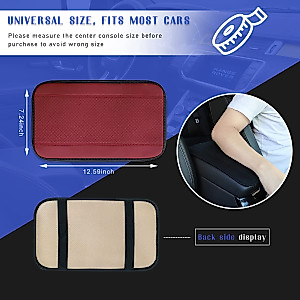 Ziciner Leather Car Center Console Armrest Pad, PU Waterproof Auto Seat Box Cover Protector, Hand Rest Cushion Protection Pad, Vehicles Interior Accessories Universal for Car,SUV (Wine Red)