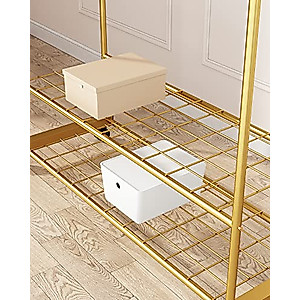 GAMNOF Rolling Metal Clothes Rack Two Shelves Clothing Rack Two Rod Garment Rack for Hanging Clothes with Caster Wheels for Clothes Hats Bags and etc Storage and Organizer