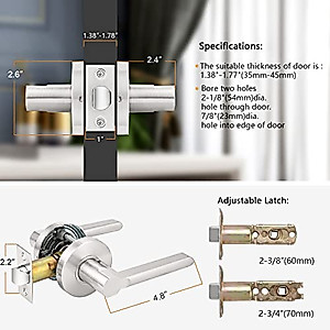 Probrico Keyless Door Lever Handles Passage Interior Locksets Brushed Nickel Finished Hardware 6 Pack