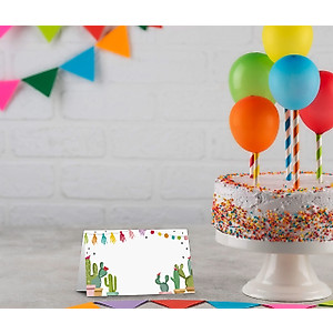 Table Place Card, Mexican Fiesta Themed Tent Style Cards, Pack of 25 Half-Fold Reception Place Card, Fiesta Cactus Food Labels, Fiesta Confetti Decor, Perfect for Baby Shower, Birthday Party C27
